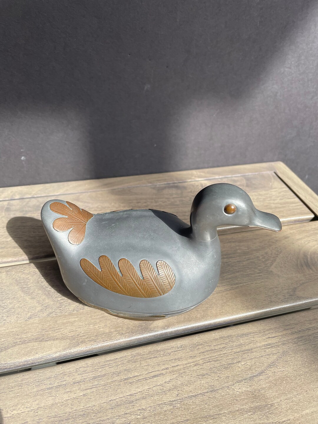 Vintage Duck Shaped Pewter Container - Etsy