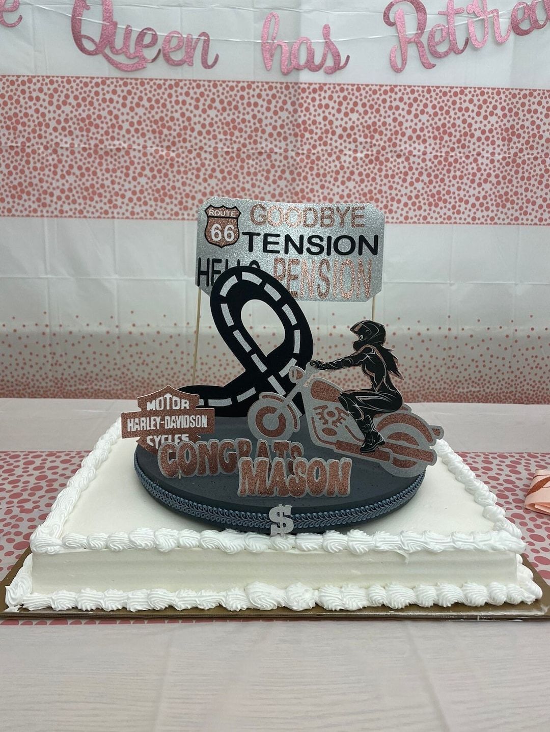 Biker Retirement Cake Topper | Motorcycle Theme Party Decor - Etsy