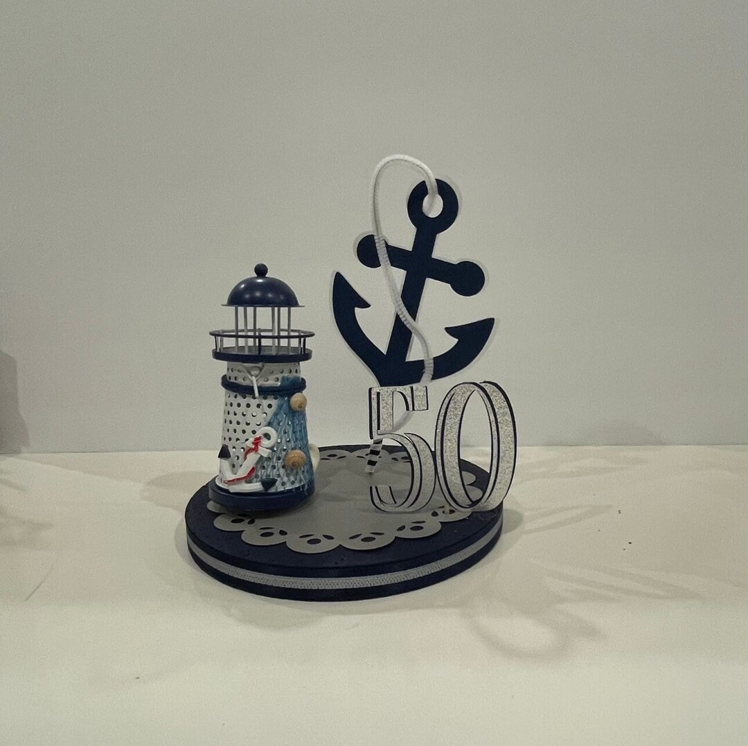 Lighthouse Cake Topper, Lighthouse Table Decoration, Blue Light House ...