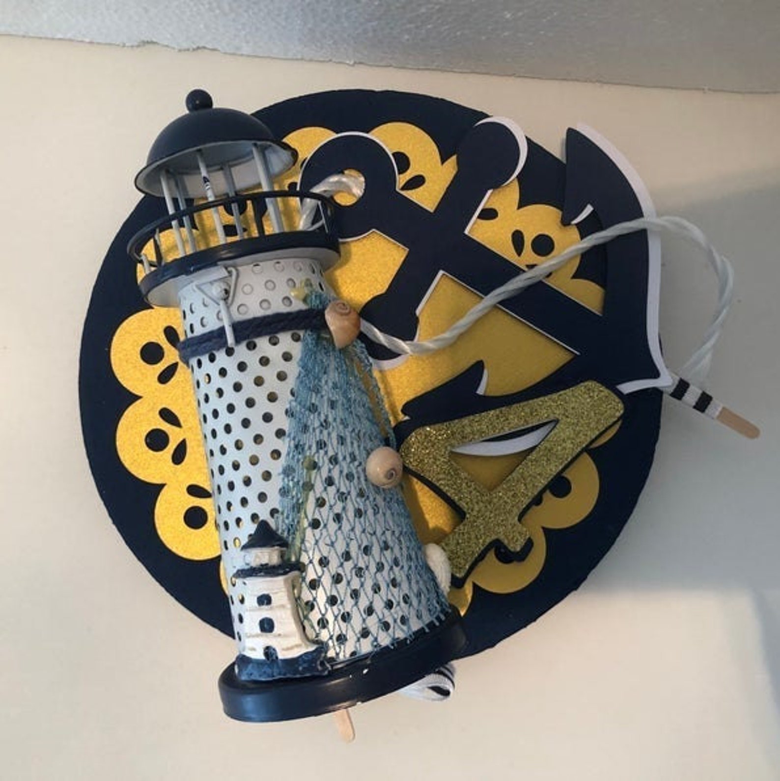 Lighthouse Cake Topper Lighthouse Table Decoration Blue - Etsy