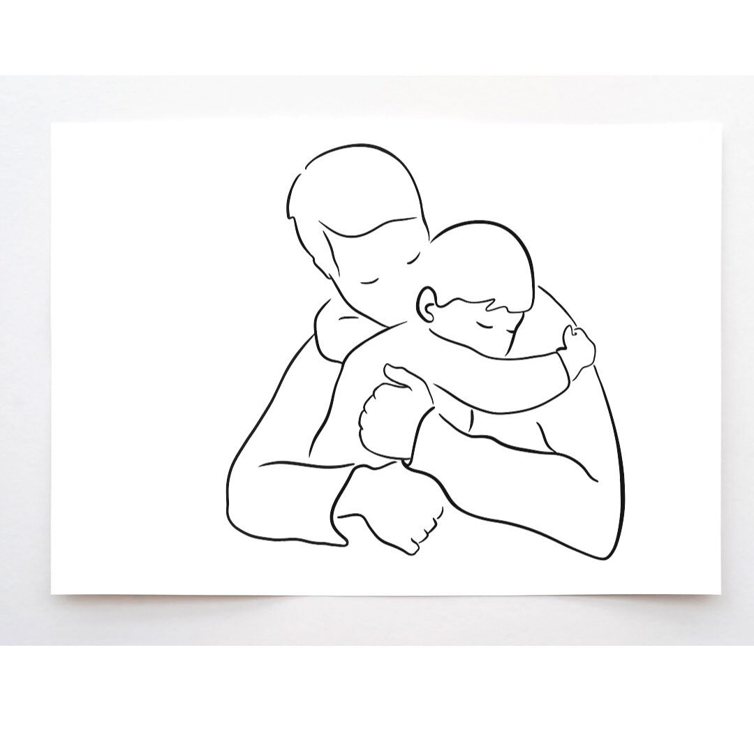 Father and Child/ Line Art/ Fatherhood Print/ Dad and Son/ Father Son ...