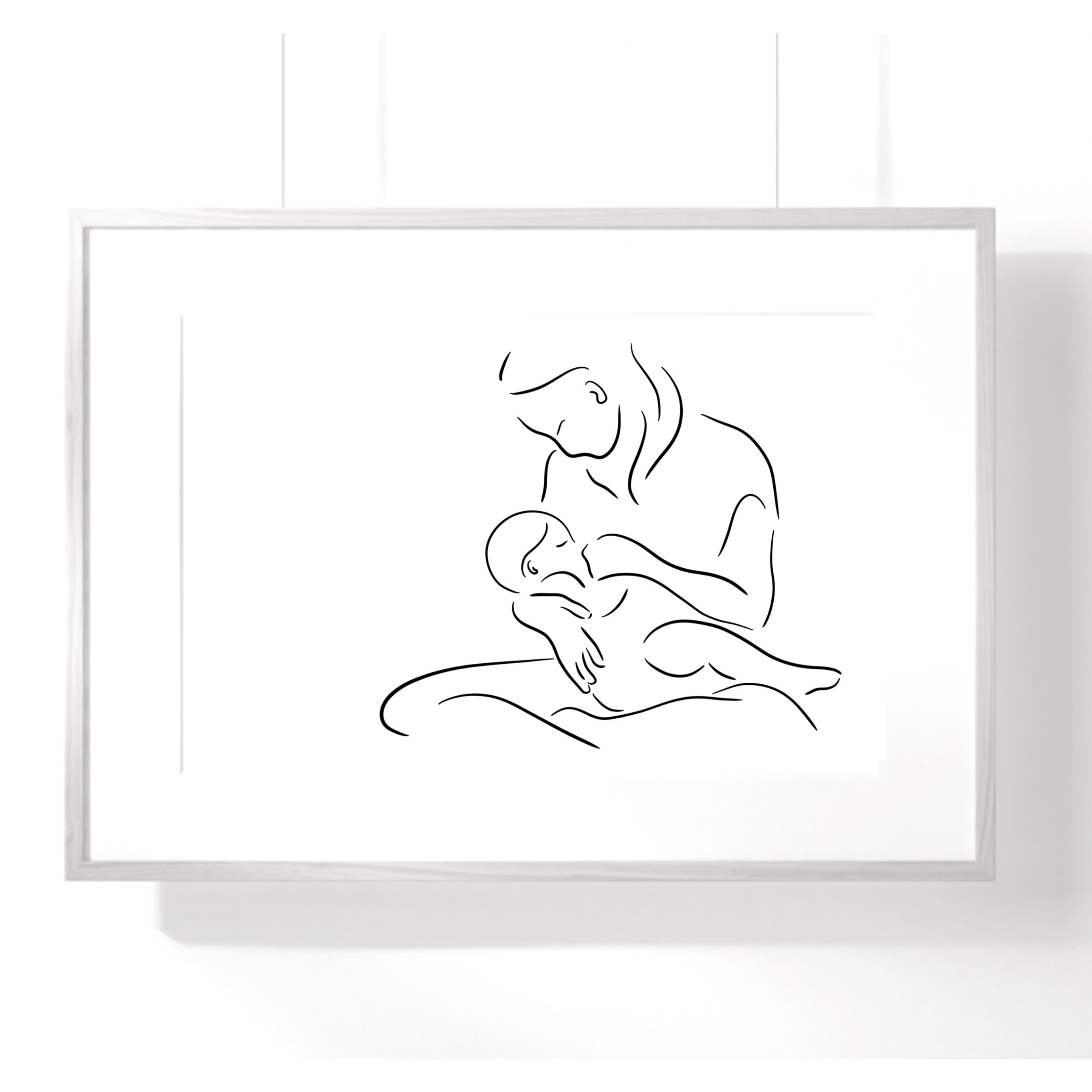 Breastfeeding Line Art/ Breastfeeding Print/ Motherhood Art/ Line Art ...