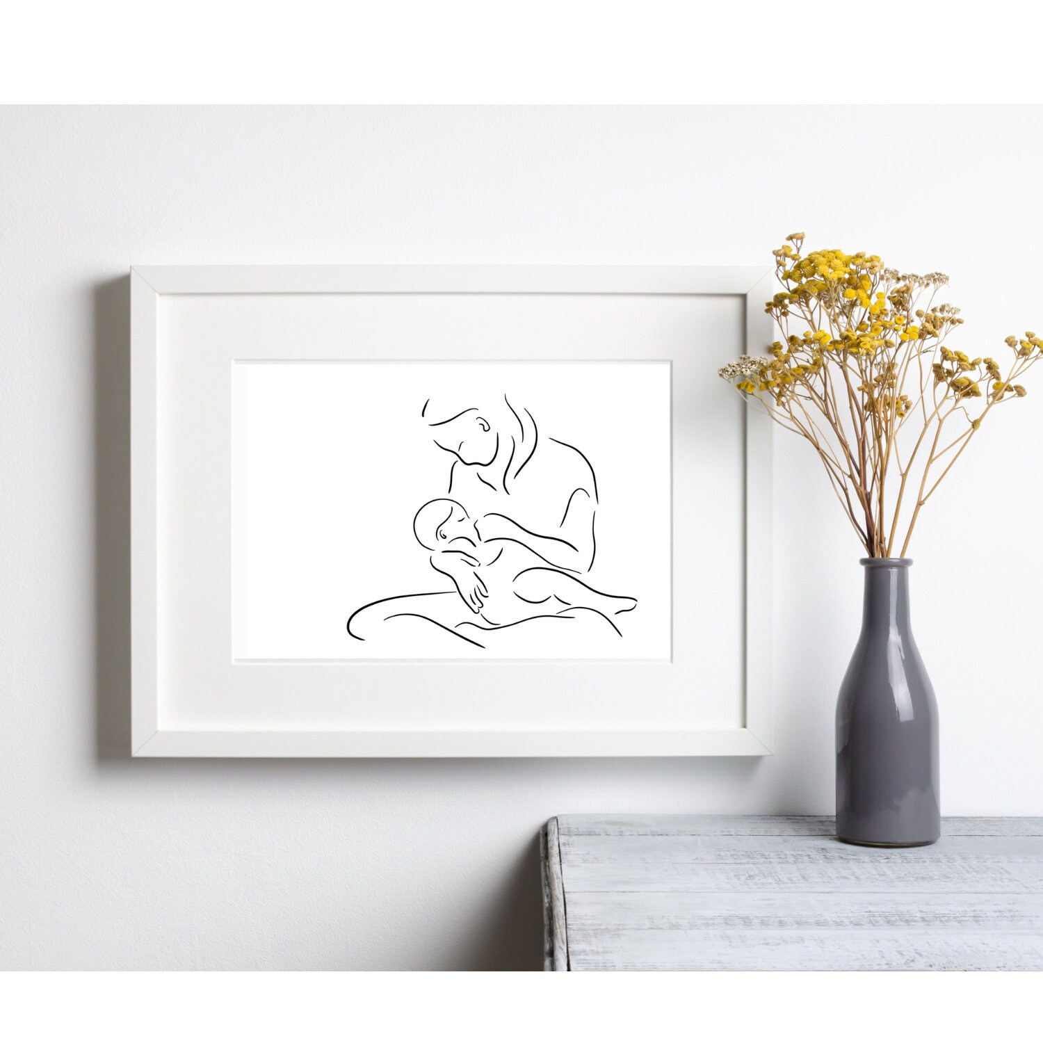 Breastfeeding Line Art/ Breastfeeding Print/ Motherhood Art/ Line Art ...