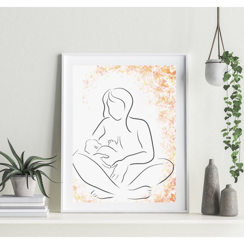 Breastfeeding Line Art/ Breastfeeding Print/ Motherhood Art/ Line Art ...