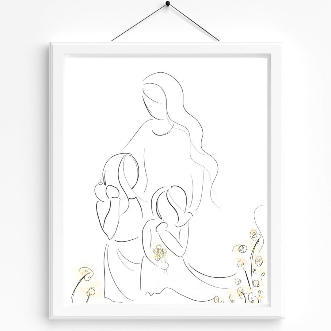 Mother and Daughters/ Motherhood Print/ Mom of Girls/ Mothers Day Gift ...