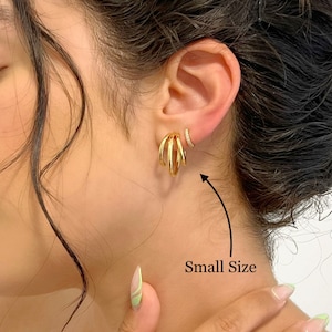 Gold Triple Hoop Earrings, Three Hoop Earrings, Statement Hoops, Chunky ...