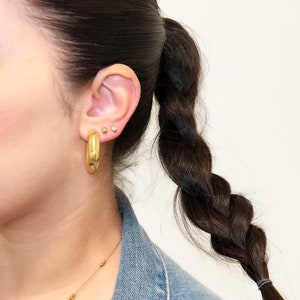 Gold Chunky Hoops, Thick Hoop Earrings, Chubby Hoops, Bold Gold Hoops ...