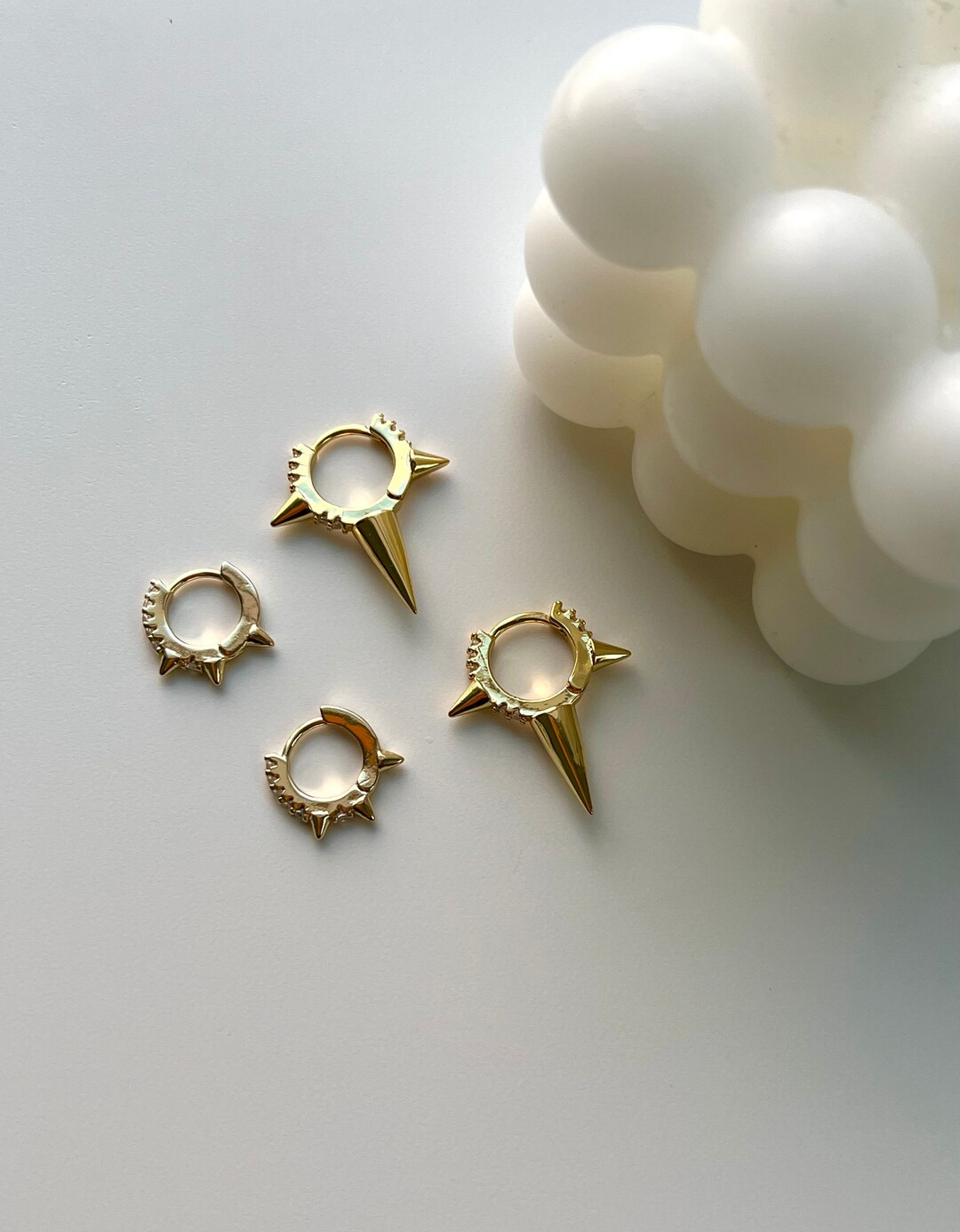 Spike Hoop Earrings, Gold Hoop Earrings, Small Gold Hoops, Huggie Hoop ...