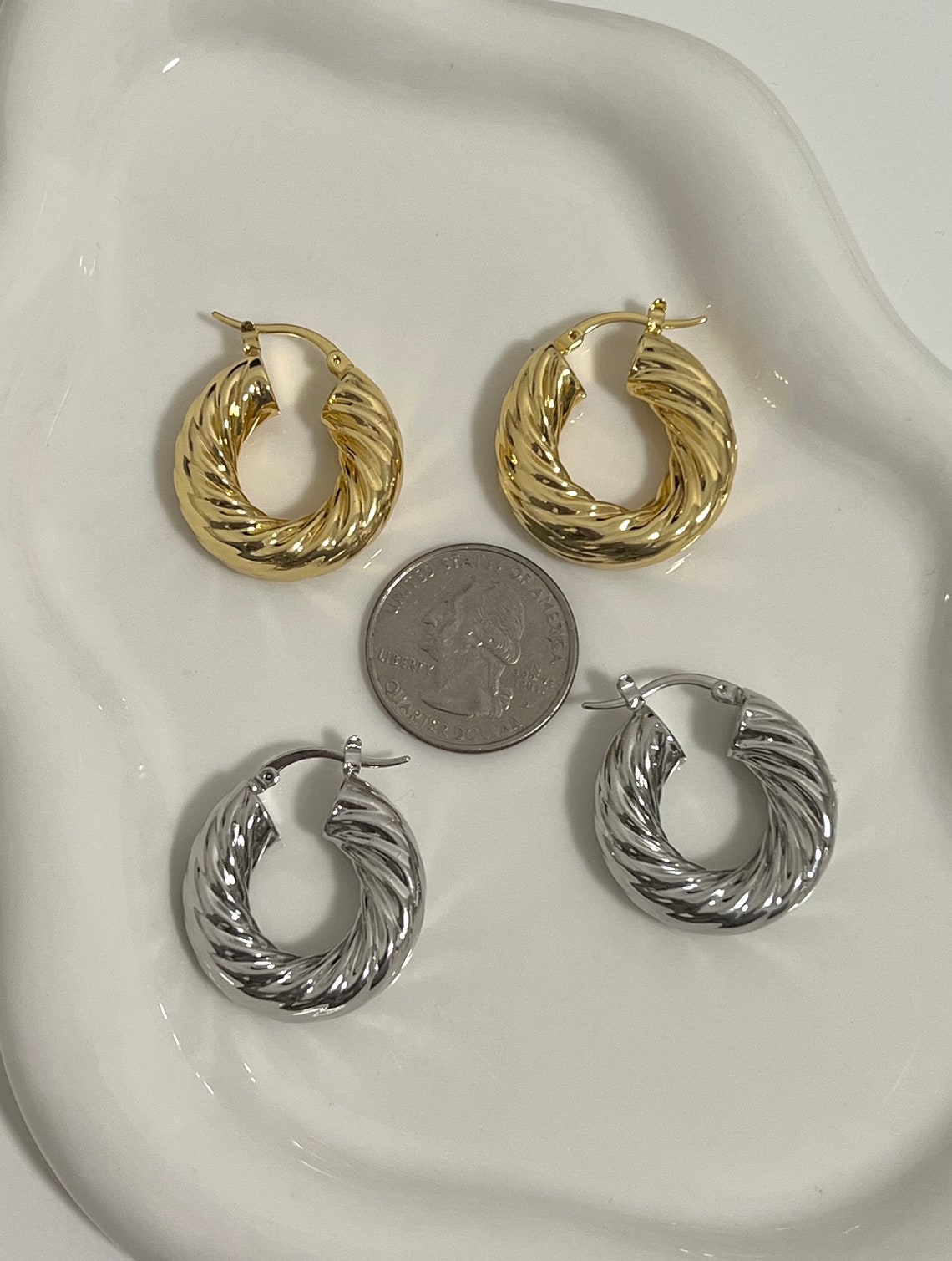 Gold Chunky Hoop Earrings Thick Hoop Earrings Open Hoop - Etsy