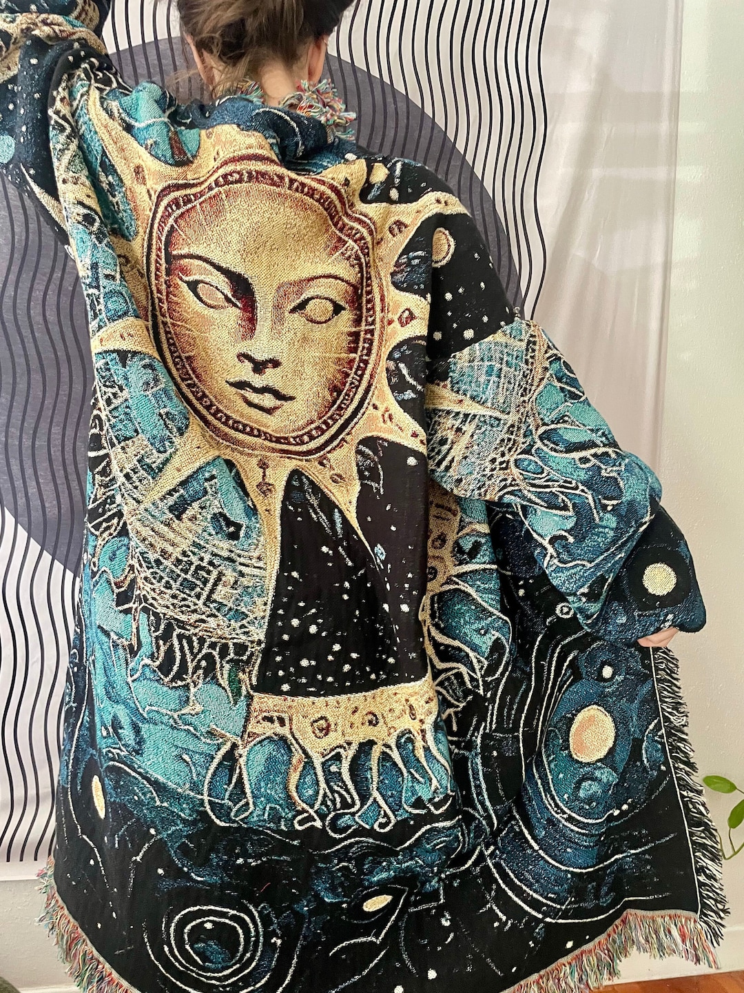 Sun Astrology Moon and Stars Wizard Mysticloak Original Art Woven ...