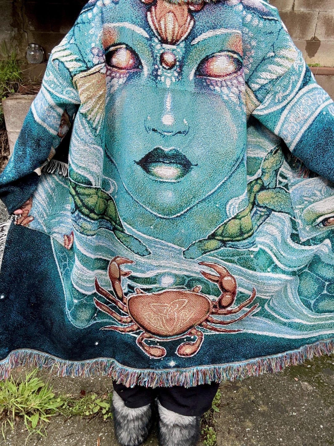 Sea Goddess Tapestry Mysticloak || Festival Rave Hippie Boho Coat ...