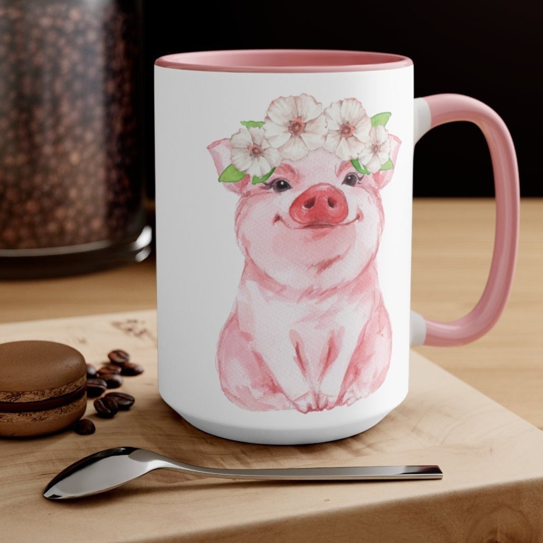Cute Pig With Flowers Coffee Mug Farm Gifts Farmhouse - Etsy