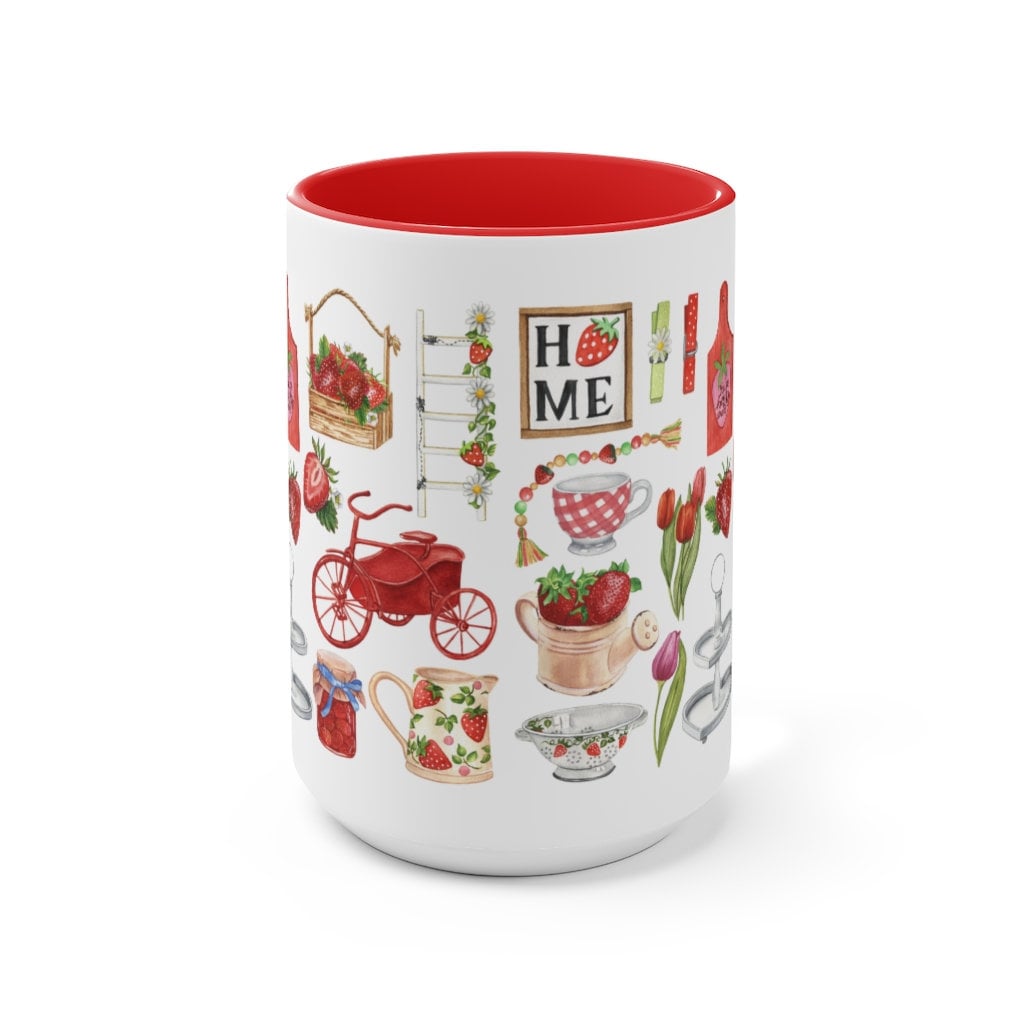 Strawberry-themed Cottage Core Coffee/tea Mug Strawberry Mug - Etsy
