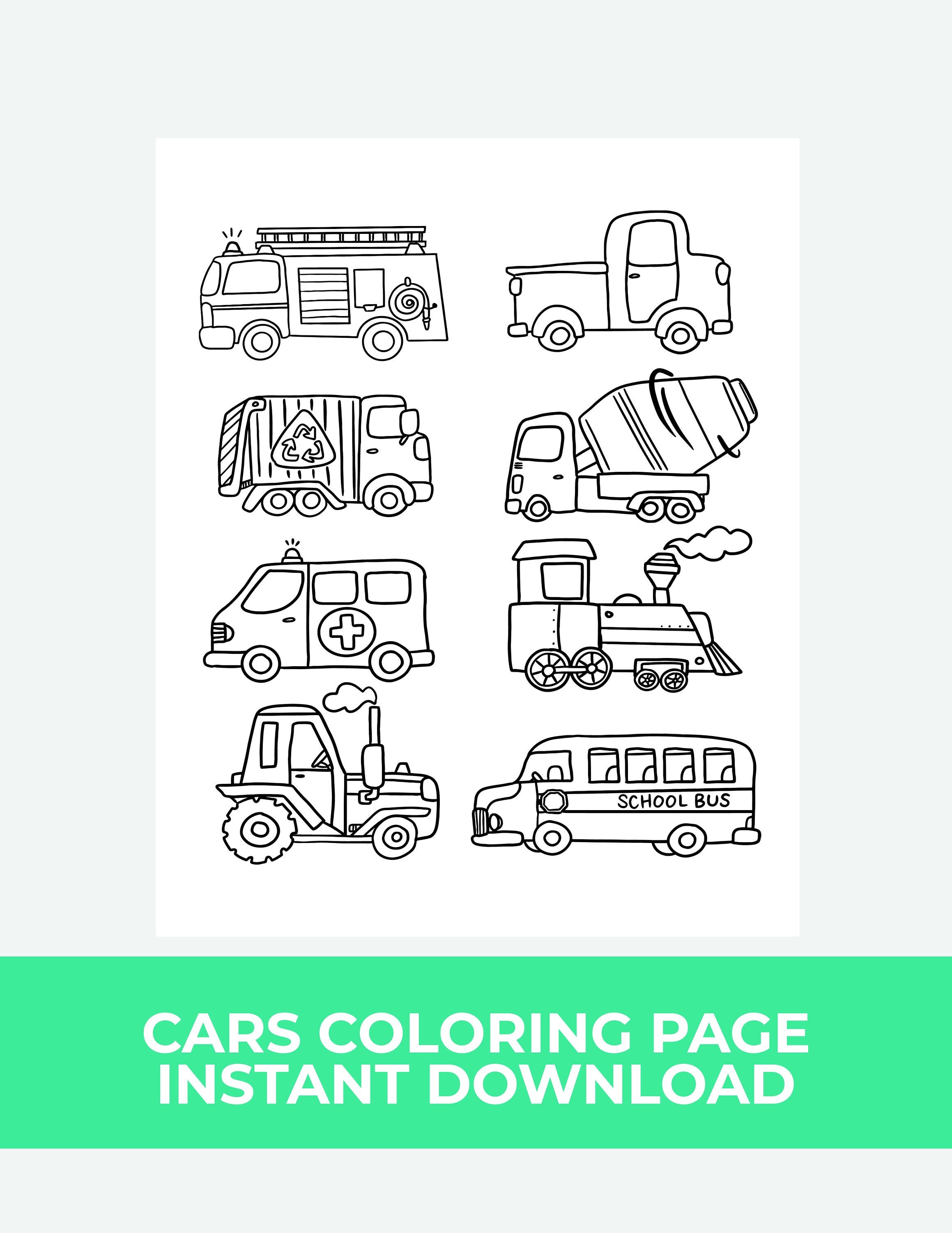 Car Coloring Page, Preschool Coloring, Kid Coloring Page, Car Party ...