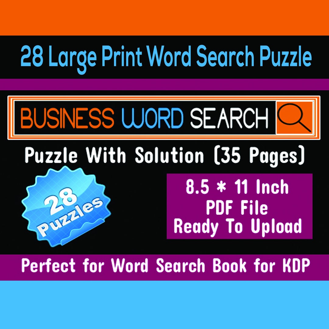 28 Large Print Business Word Search Puzzles | KDP Interior - Etsy