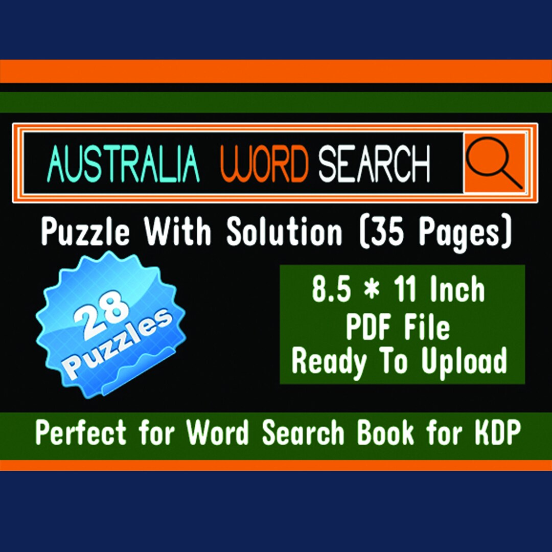 28 Large Print Australia Word Search Puzzles for Kids, Seniors & Adults ...