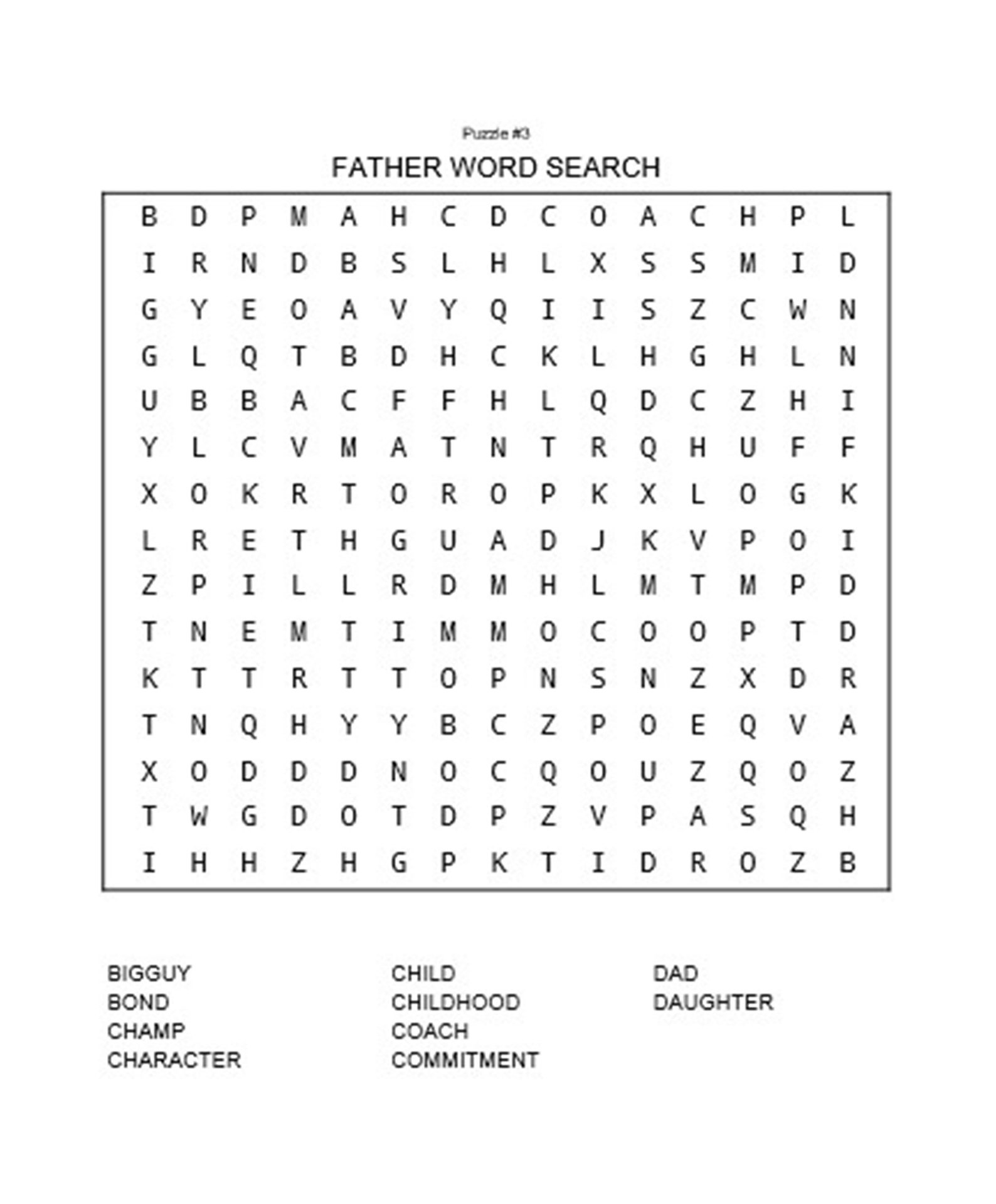 28 Large Print Father Word Search Puzzles for Kids, Seniors & Adults ...
