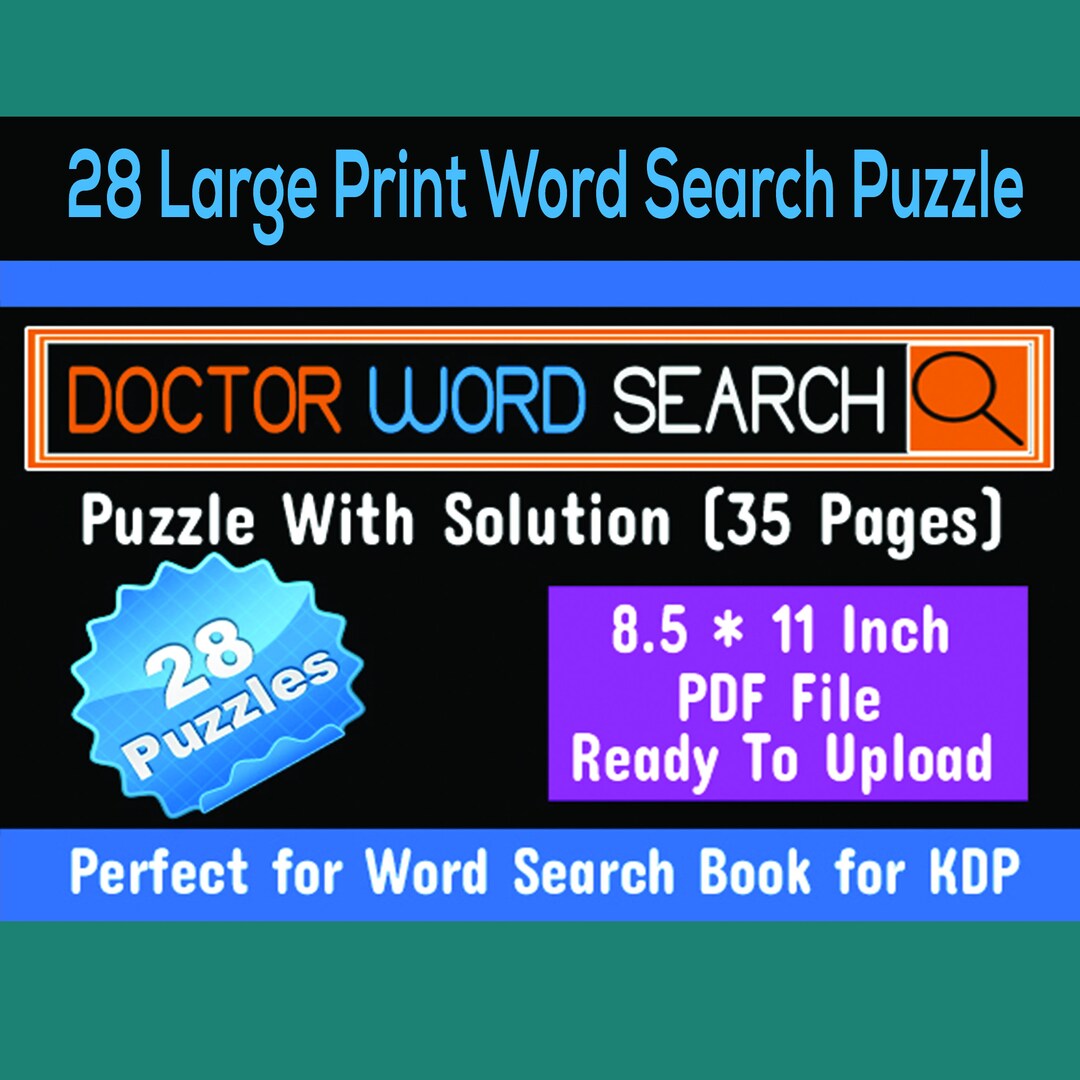 28 Large Print Doctor Word Search Puzzles for Kids, Seniors & Adults ...