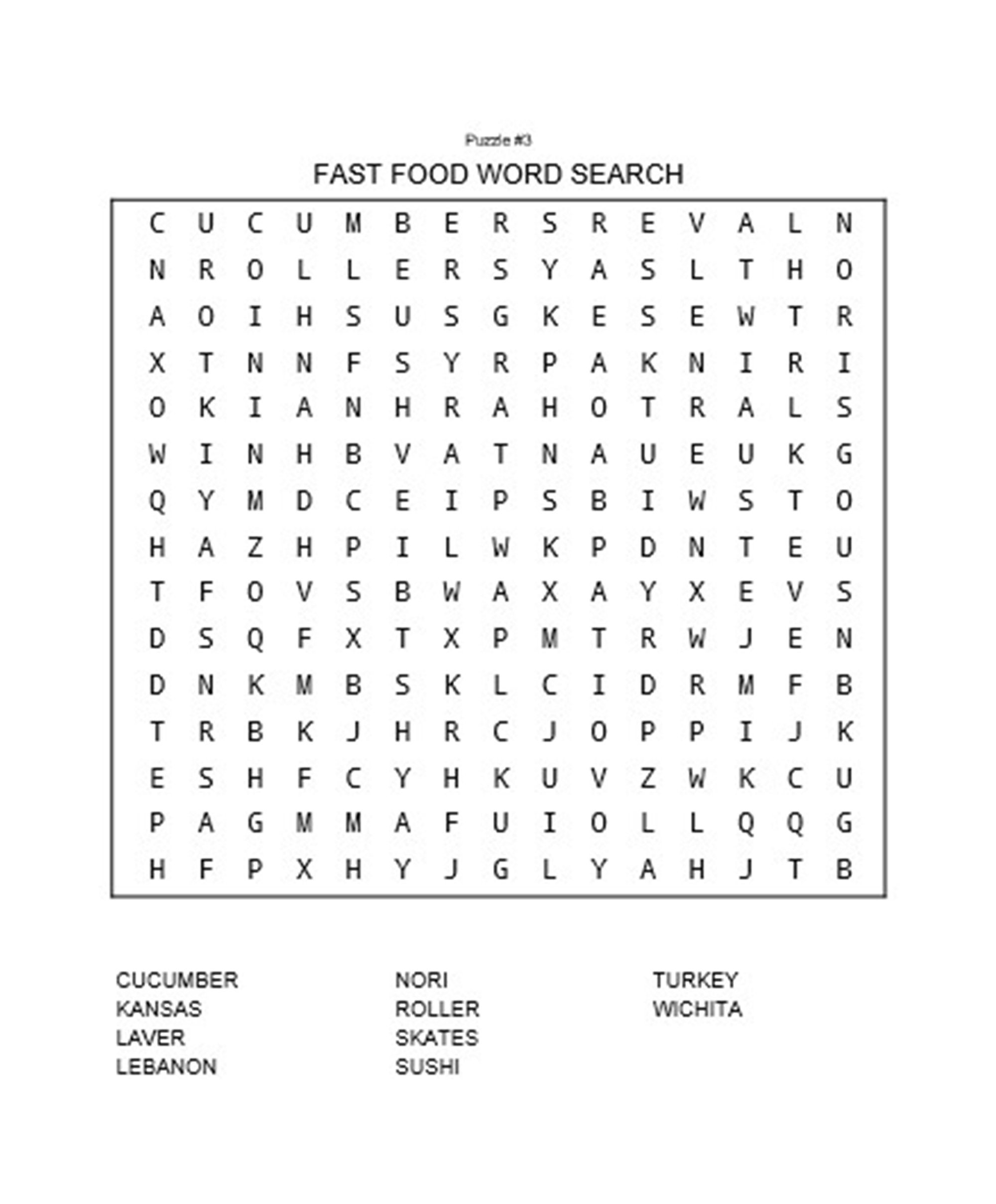 28 Large Print Fast Food Word Search Puzzles for Kids, Seniors & Adults ...