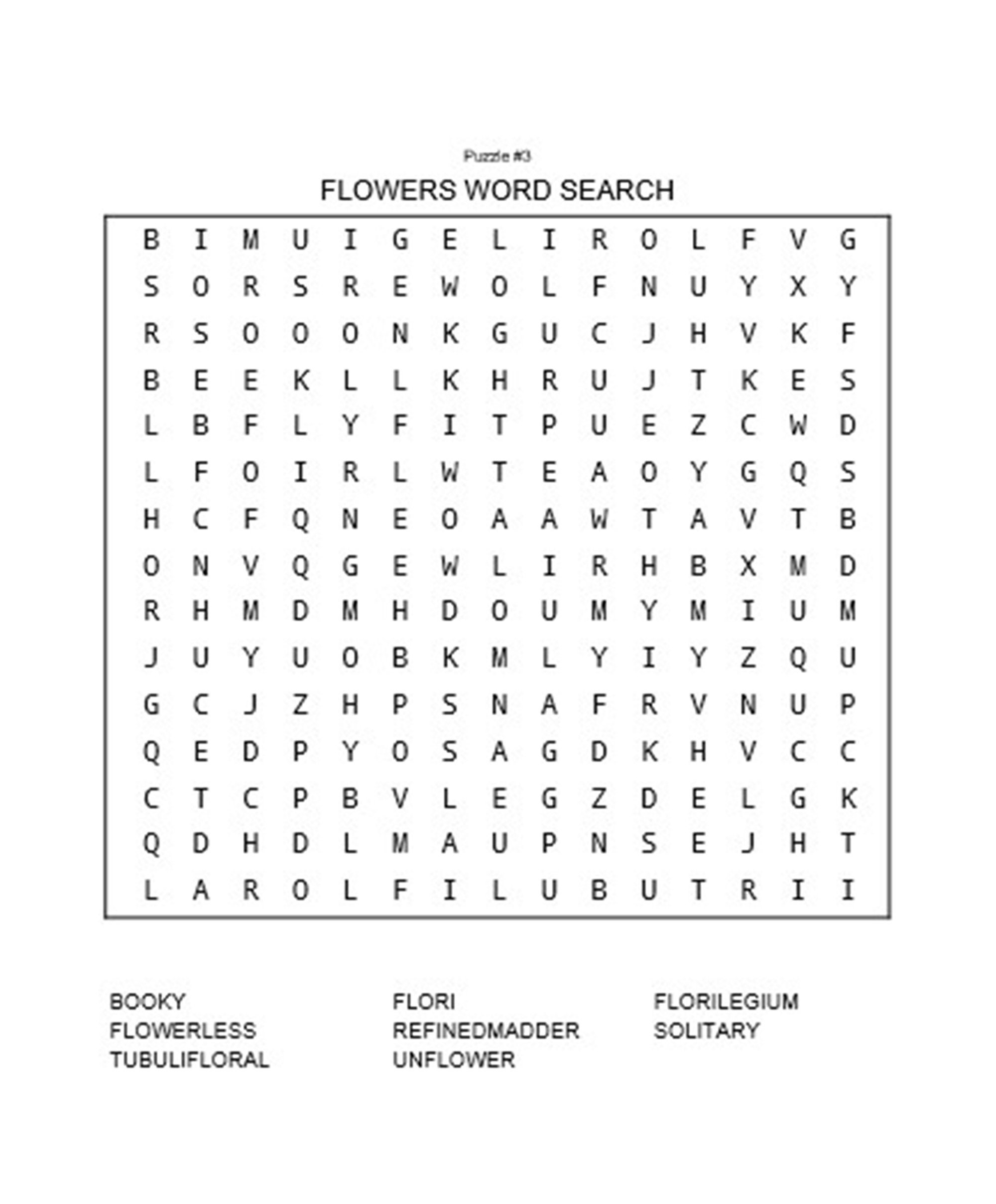 28 Large Print Flowers Word Search Puzzles for Kids, Seniors & Adults ...