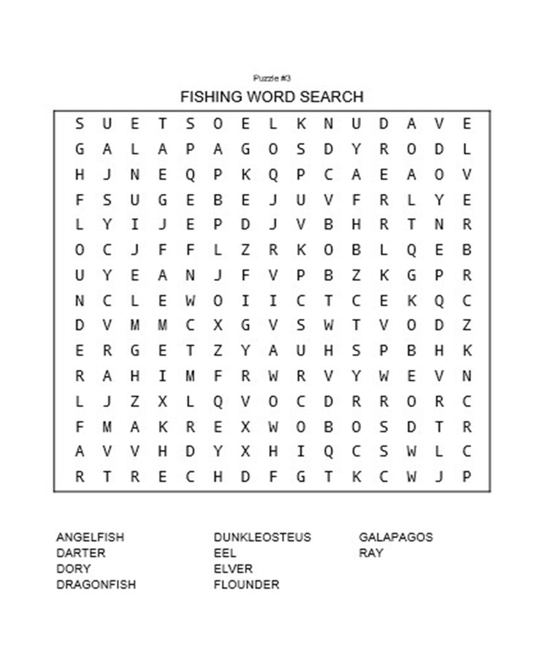 28 Large Print Fishing Word Search Puzzles for Kids, Seniors & Adults ...