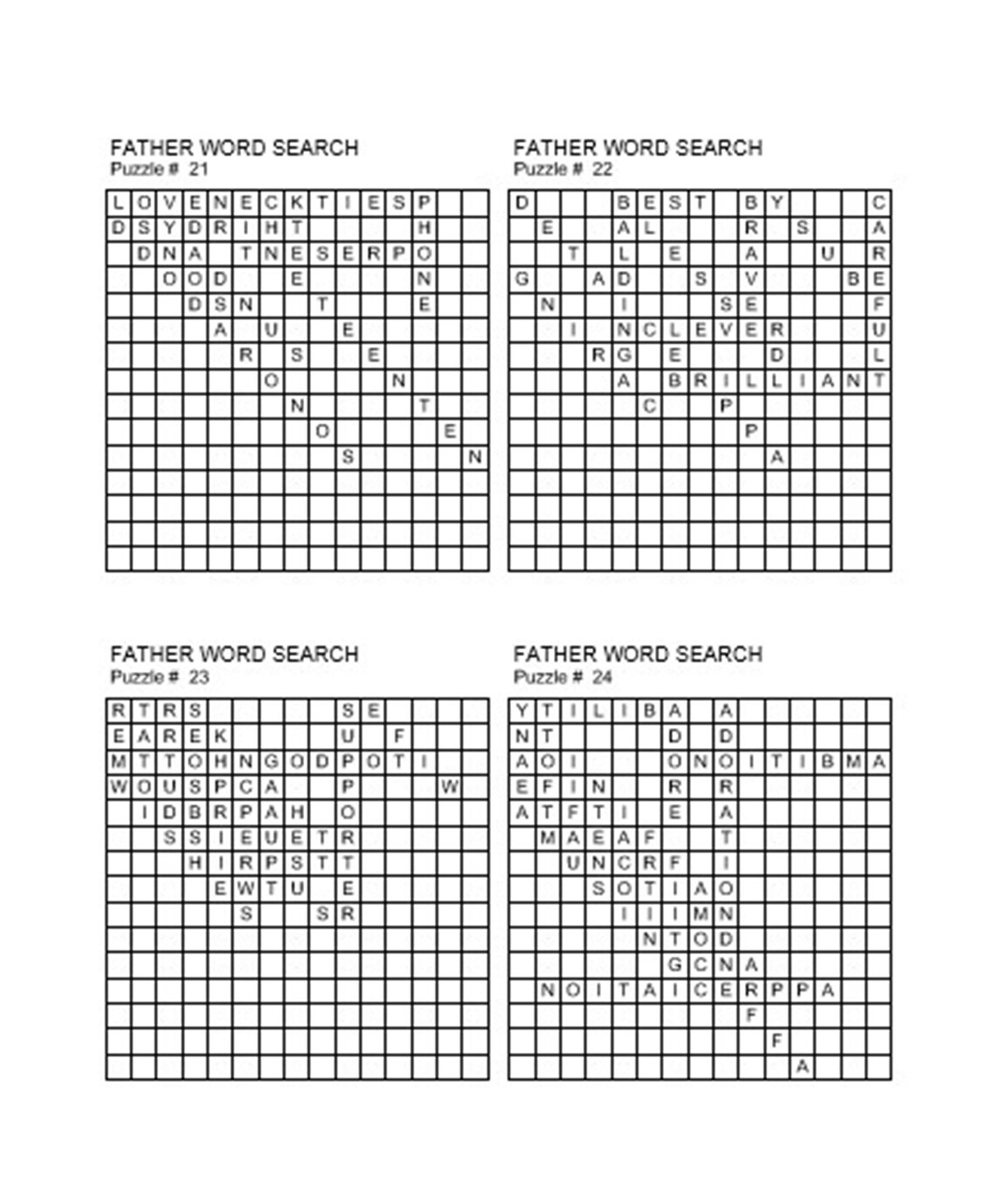 28 Large Print Father Word Search Puzzles for Kids, Seniors & Adults ...