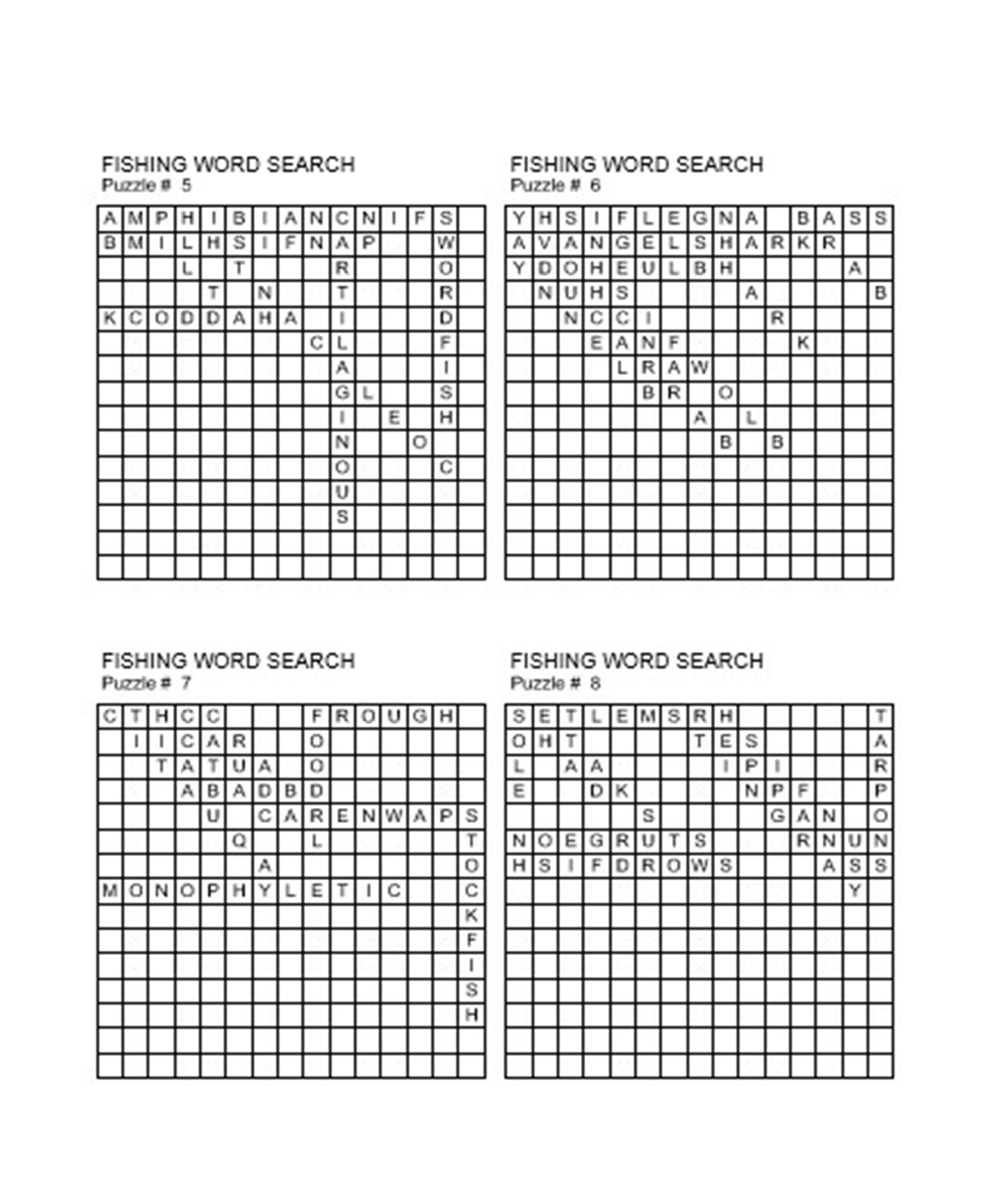28 Large Print Fishing Word Search Puzzles for Kids, Seniors & Adults ...