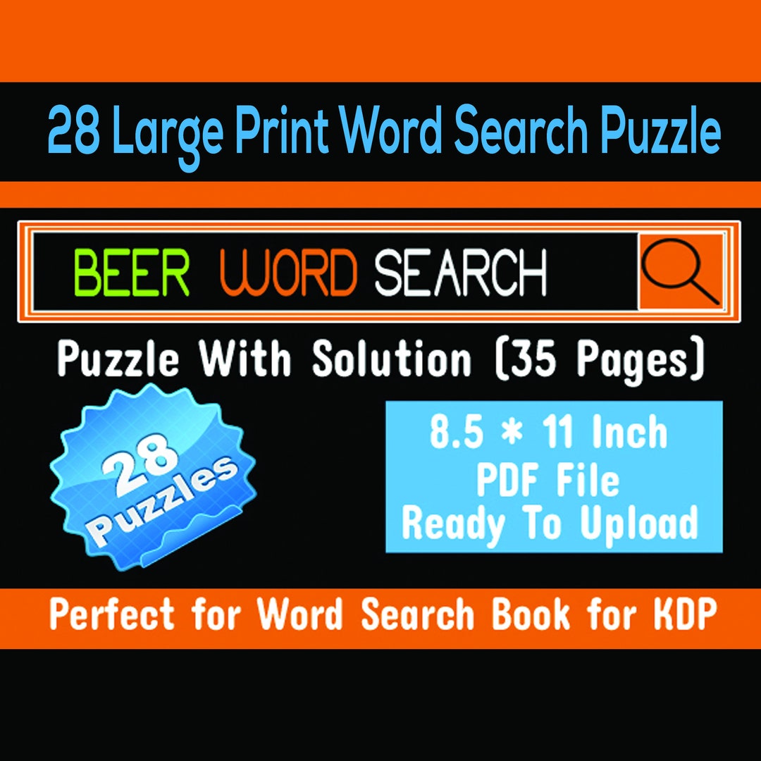28 Large Print Beer Word Search Puzzles | KDP Interior - Etsy