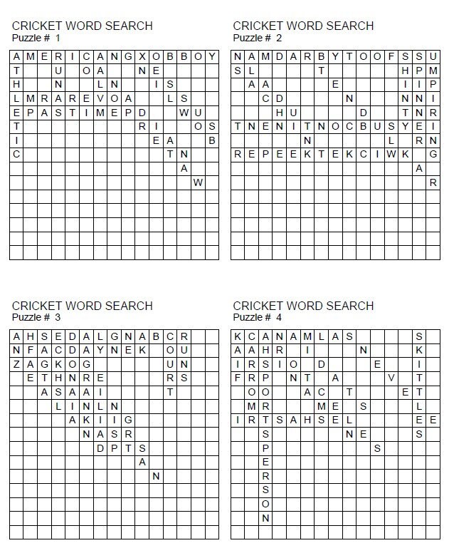28 Large Print Cricket Word Search Puzzles | KDP Interior - Etsy