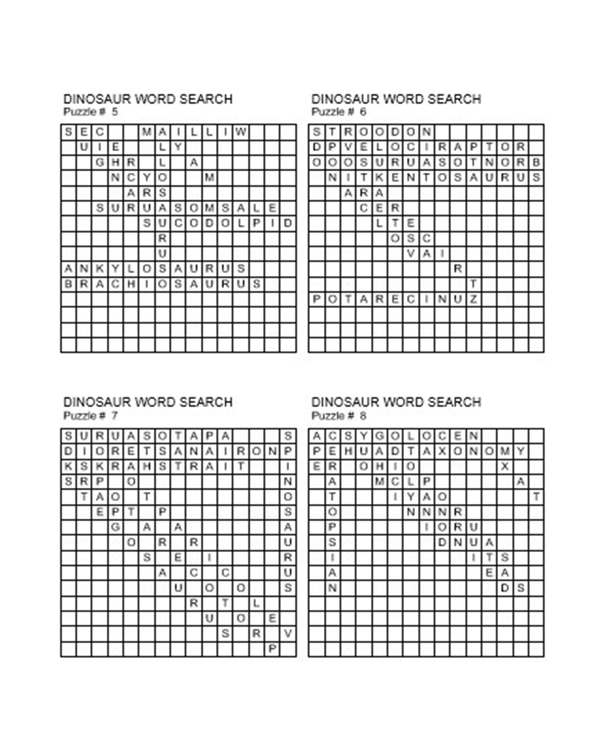 28 Large Print Dinosaur Word Search Puzzles for Kids, Seniors & Adults ...