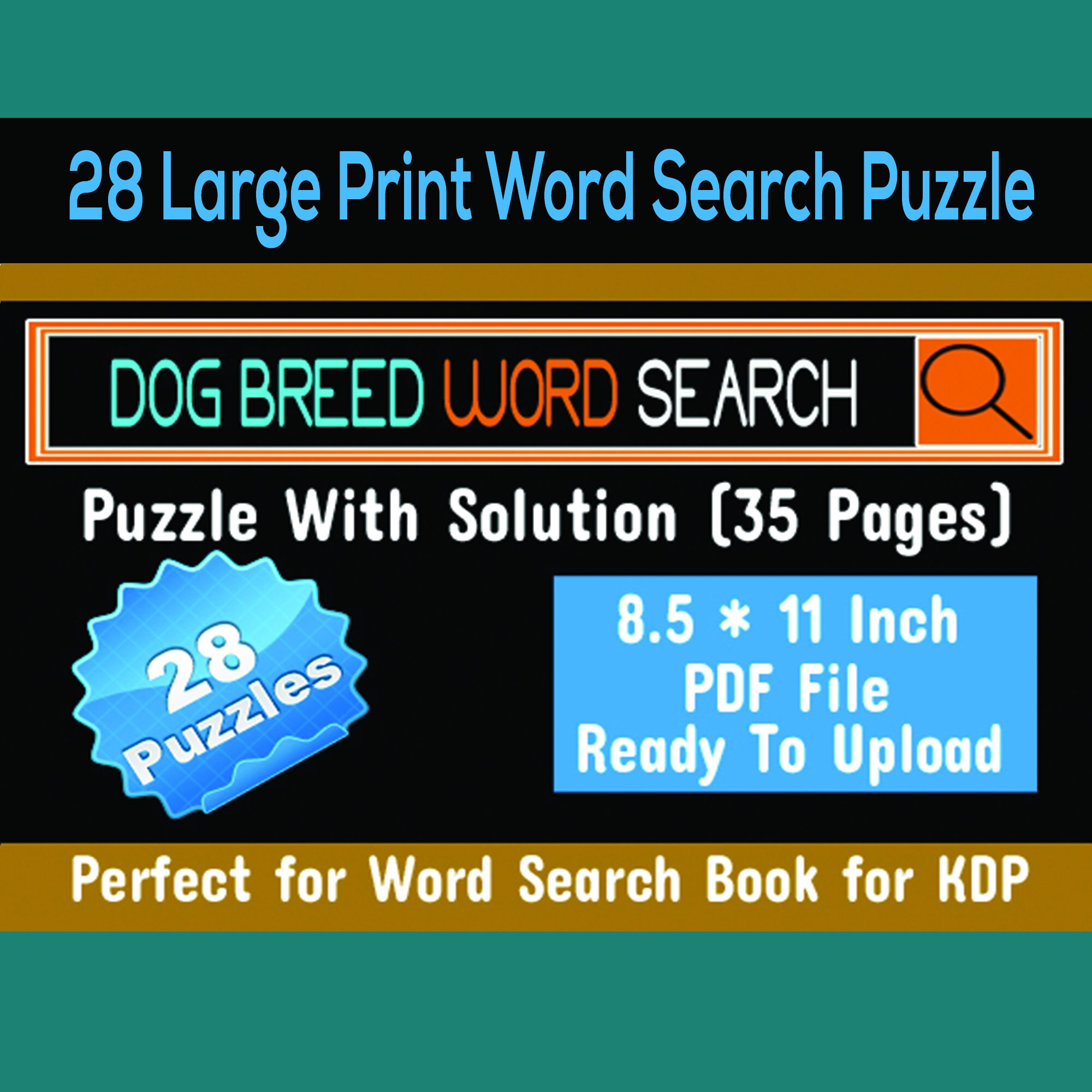 28 Large Print Dog Breed Word Search Puzzles for Kids, Seniors & Adults ...