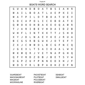 28 Large Print Boats Word Search Puzzles for Kids, Seniors & Adults ...