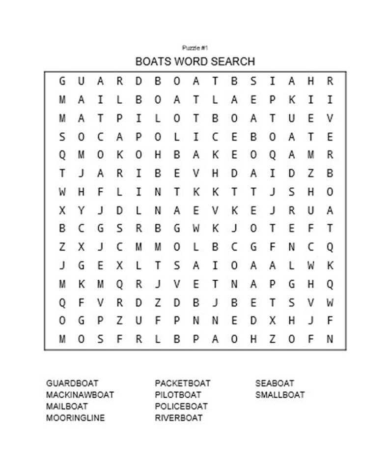 28 Large Print Boats Word Search Puzzles for Kids, Seniors & Adults ...