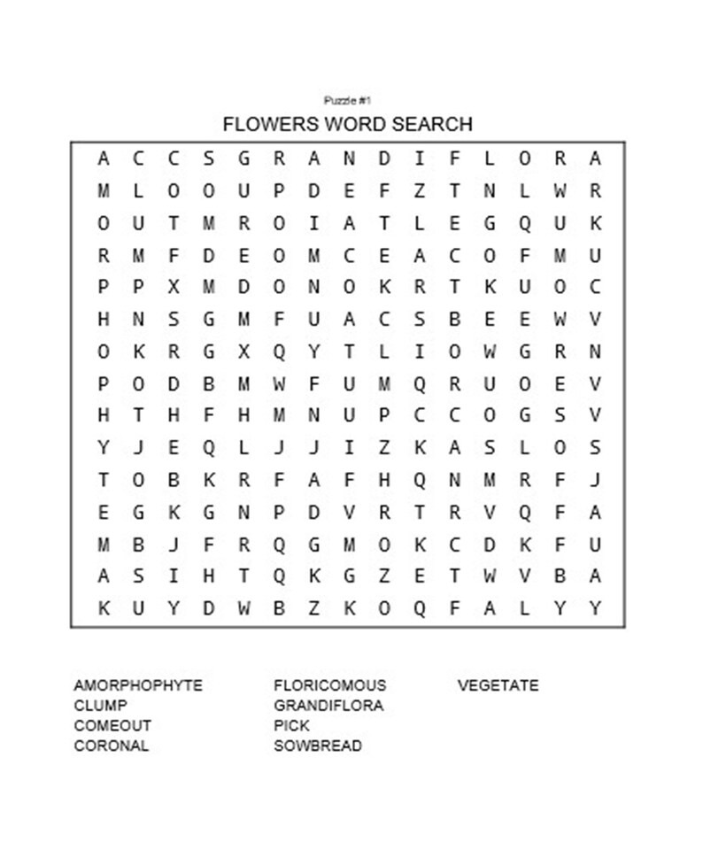28 Large Print Flowers Word Search Puzzles for Kids, Seniors & Adults ...