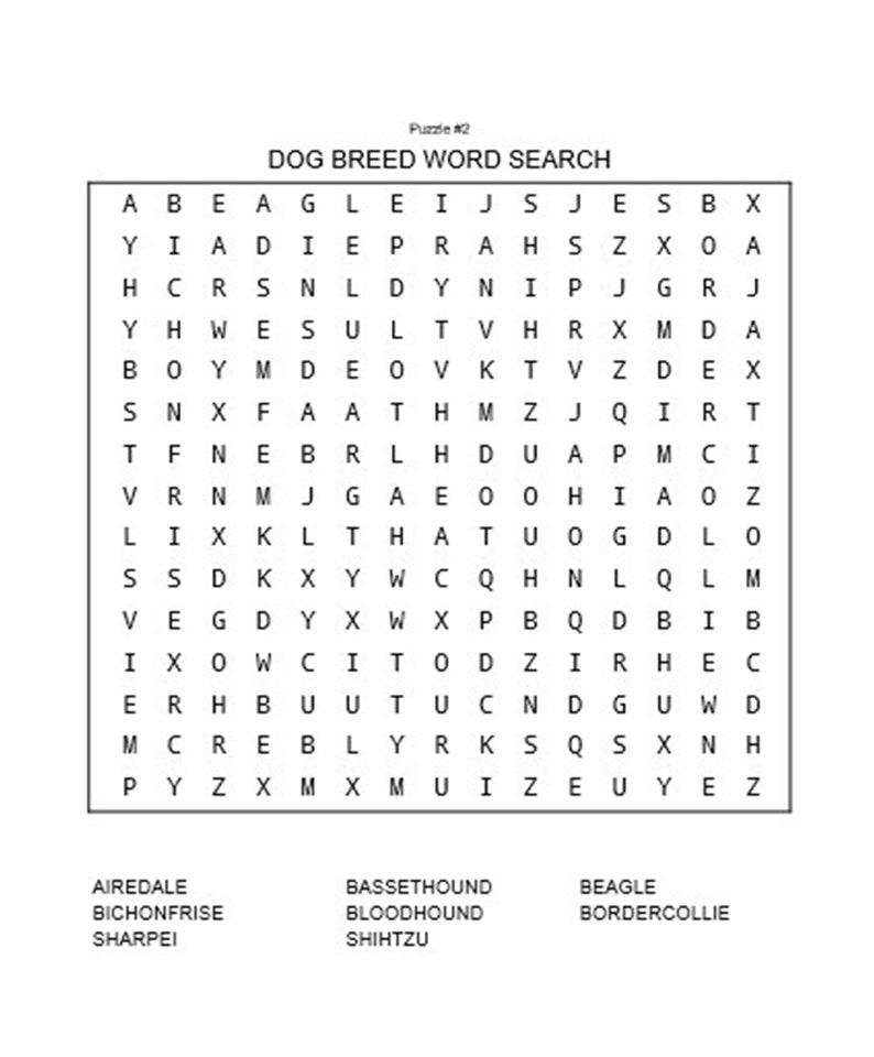 28 Large Print Dog Breed Word Search Puzzles for Kids, Seniors & Adults ...