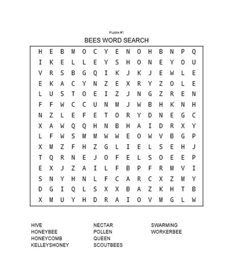 28 Large Print Bees Word Search Puzzles for Kids, Seniors & Adults ...