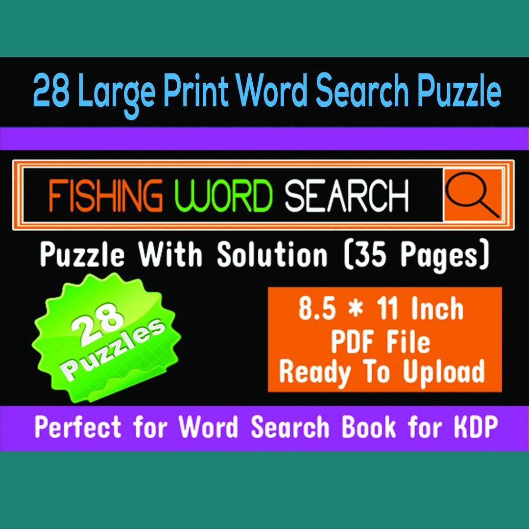 28 Large Print Fishing Word Search Puzzles for Kids, Seniors & Adults ...