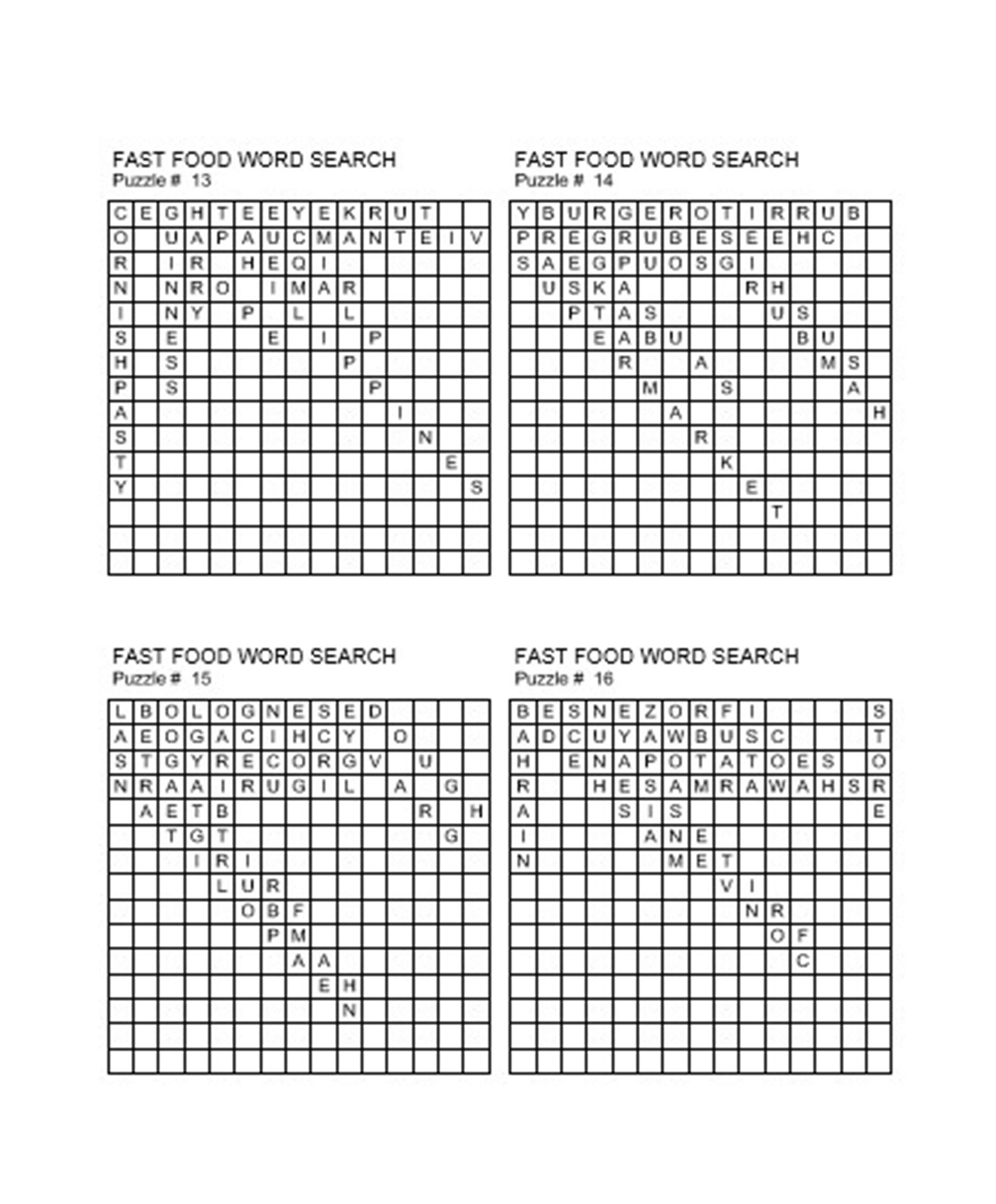 28 Large Print Fast Food Word Search Puzzles for Kids, Seniors & Adults ...