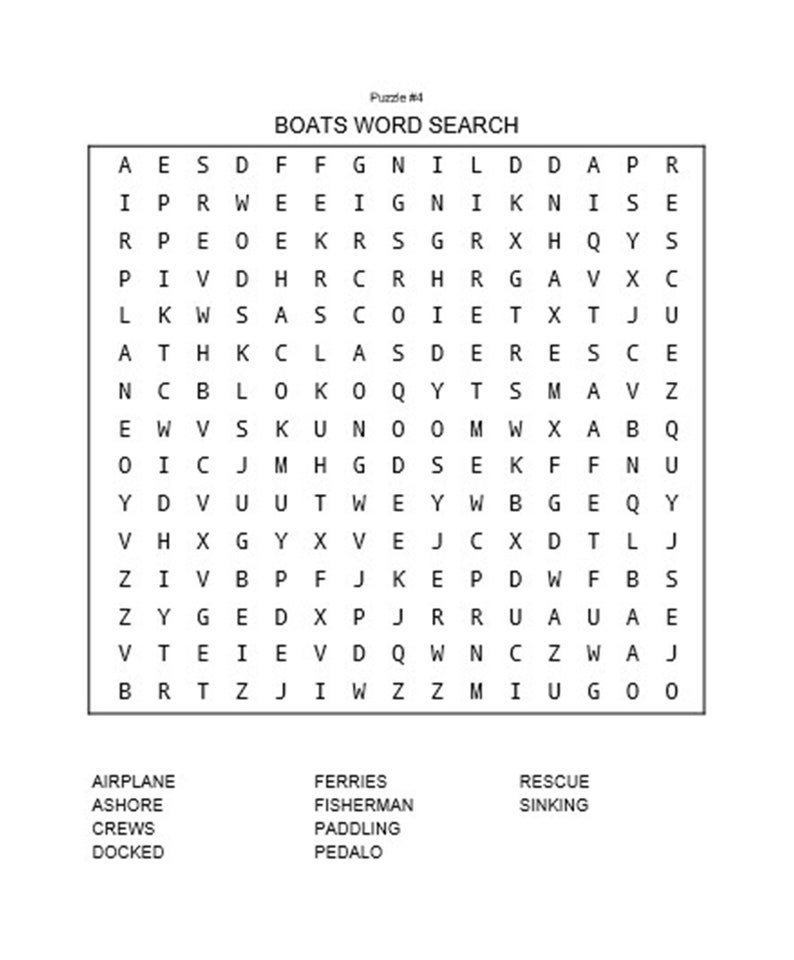 28 Large Print Boats Word Search Puzzles for Kids, Seniors & Adults ...