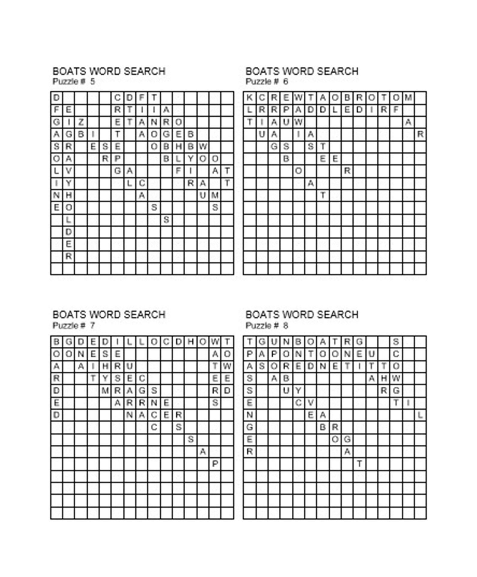 28 Large Print Boats Word Search Puzzles for Kids, Seniors & Adults ...
