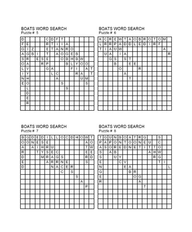 28 Large Print Boats Word Search Puzzles for Kids, Seniors & Adults ...