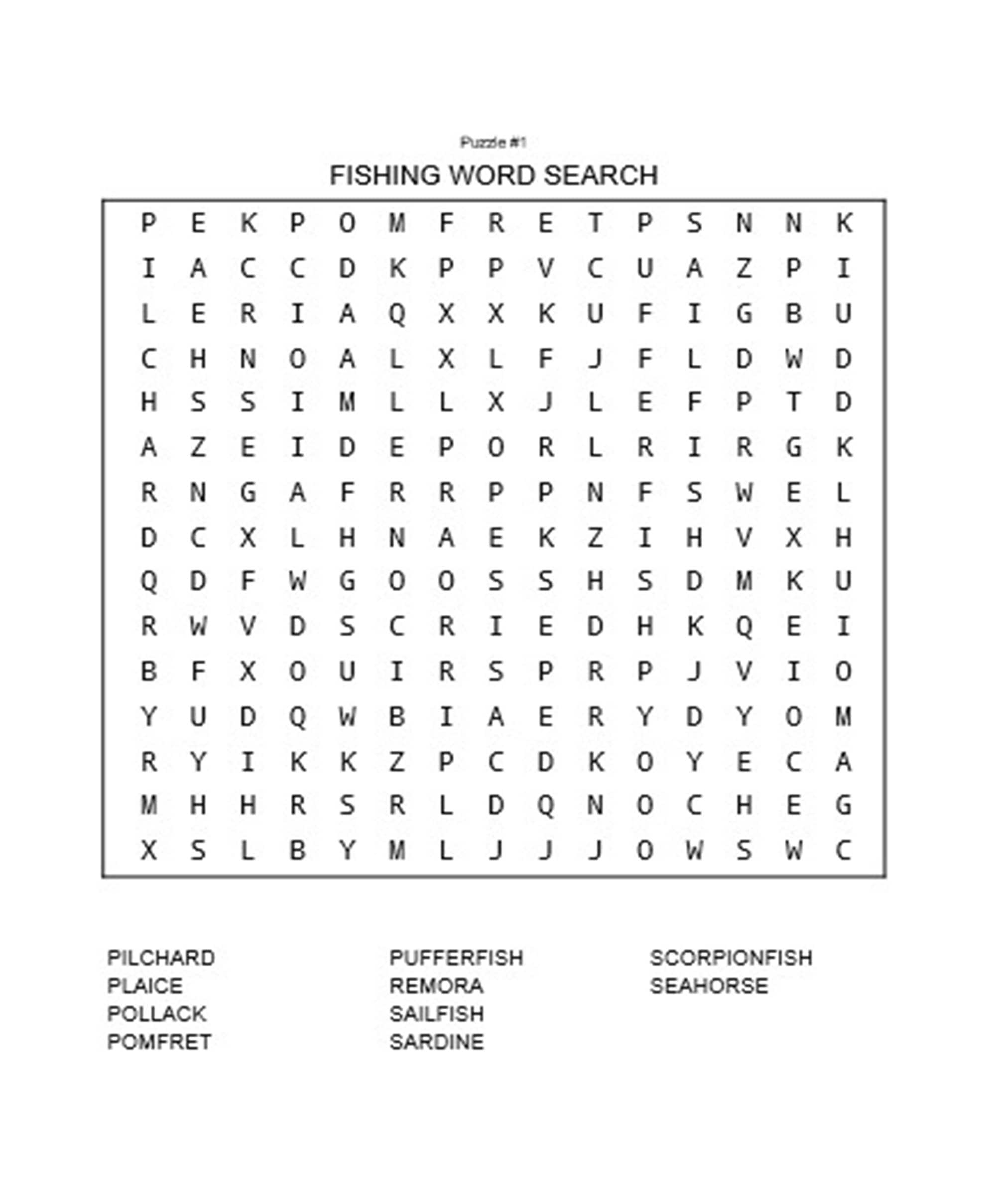 28 Large Print Fishing Word Search Puzzles for Kids, Seniors & Adults ...