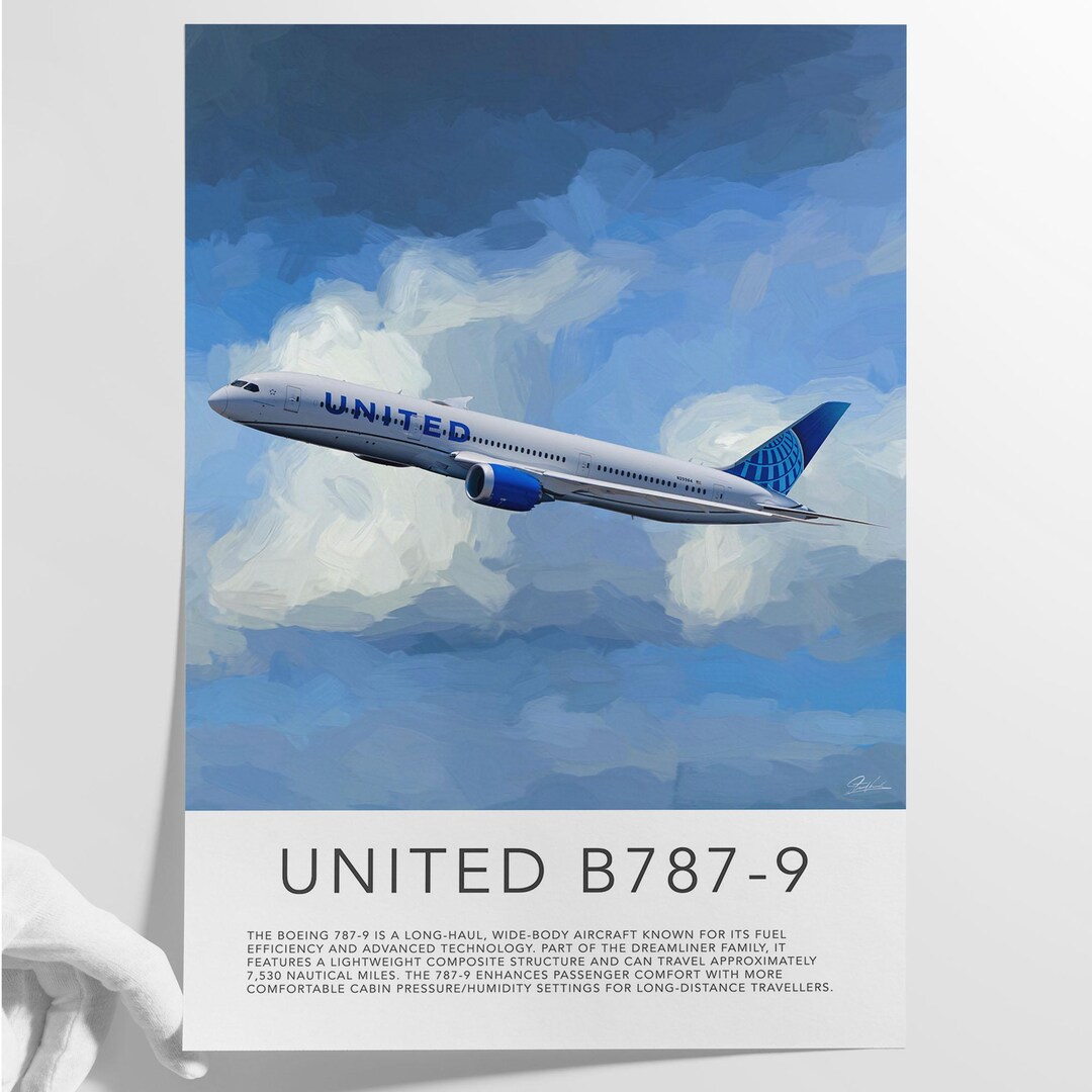 United Boeing B787. Poster of a United Airlines Boeing 787-9. Great ...