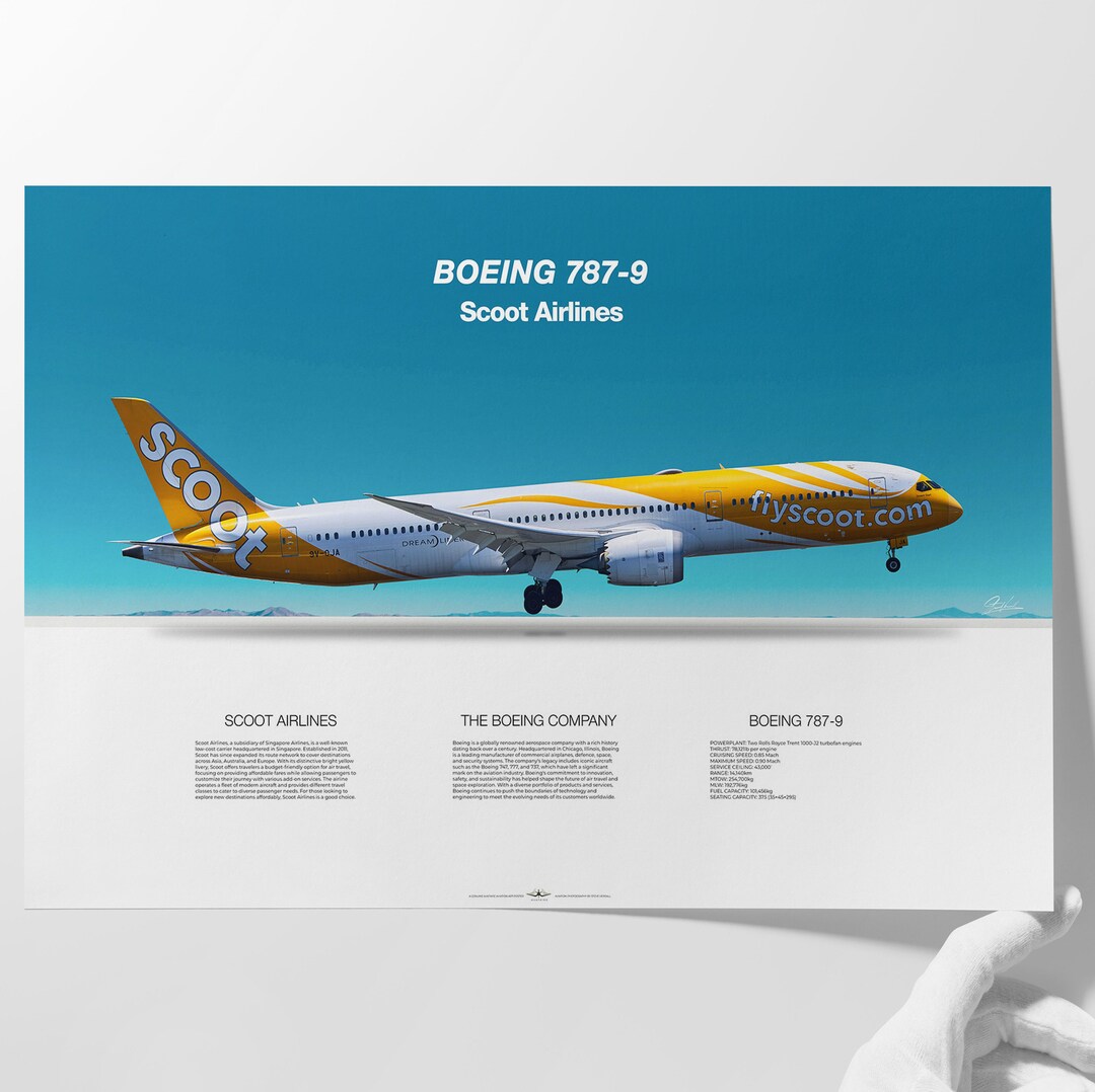 Scoot Boeing B787 Unframed Poster Aviation Wall Decor Gift for Dad ...
