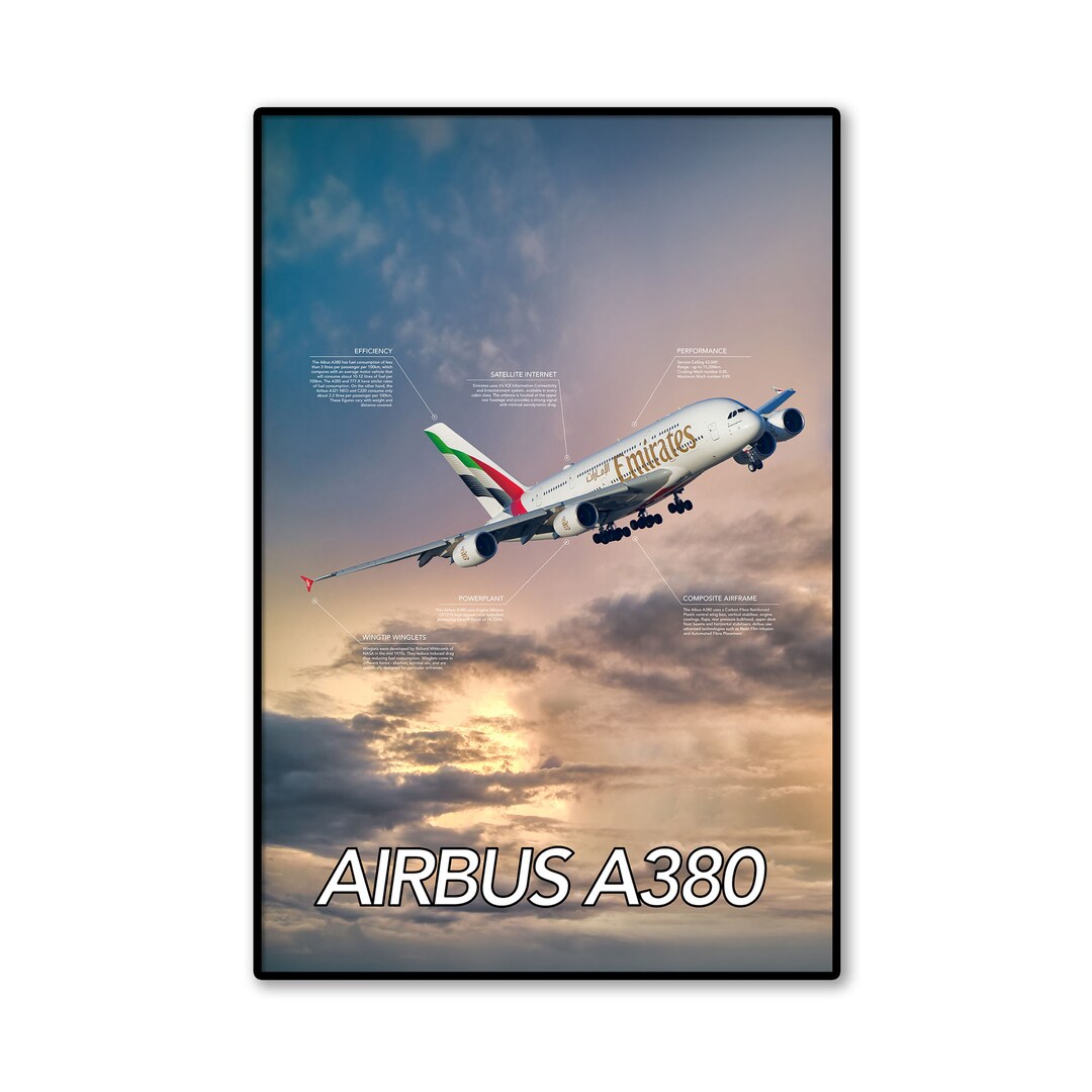Airbus A380-861 Long Haul Wide Body Airliner. an Unframed Poster on ...