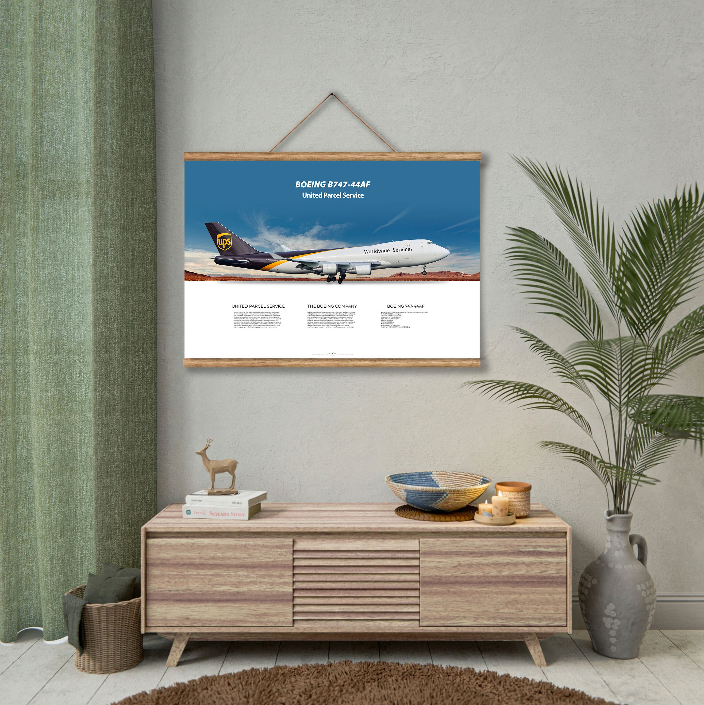 UPS Boeing 747 Unframed Poster Aviation Wall Decor Gift for Dad ...