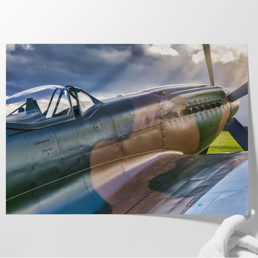 WW2 Spitfire Unframed Fine Art Print Aviation Wall Decor Gift for Dad ...