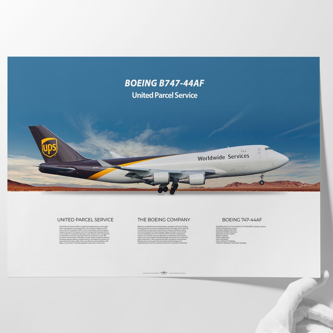 UPS Boeing 747 Unframed Poster Aviation Wall Decor Gift for Dad ...