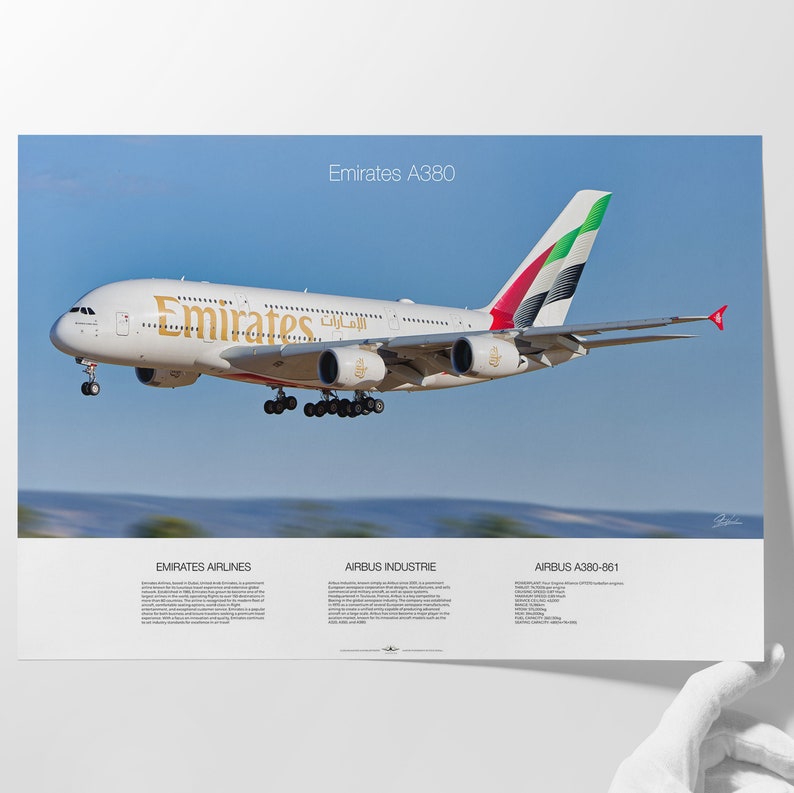 Emirates Airbus A380 Unframed Poster Aviation Wall Decor Gift for Dad ...