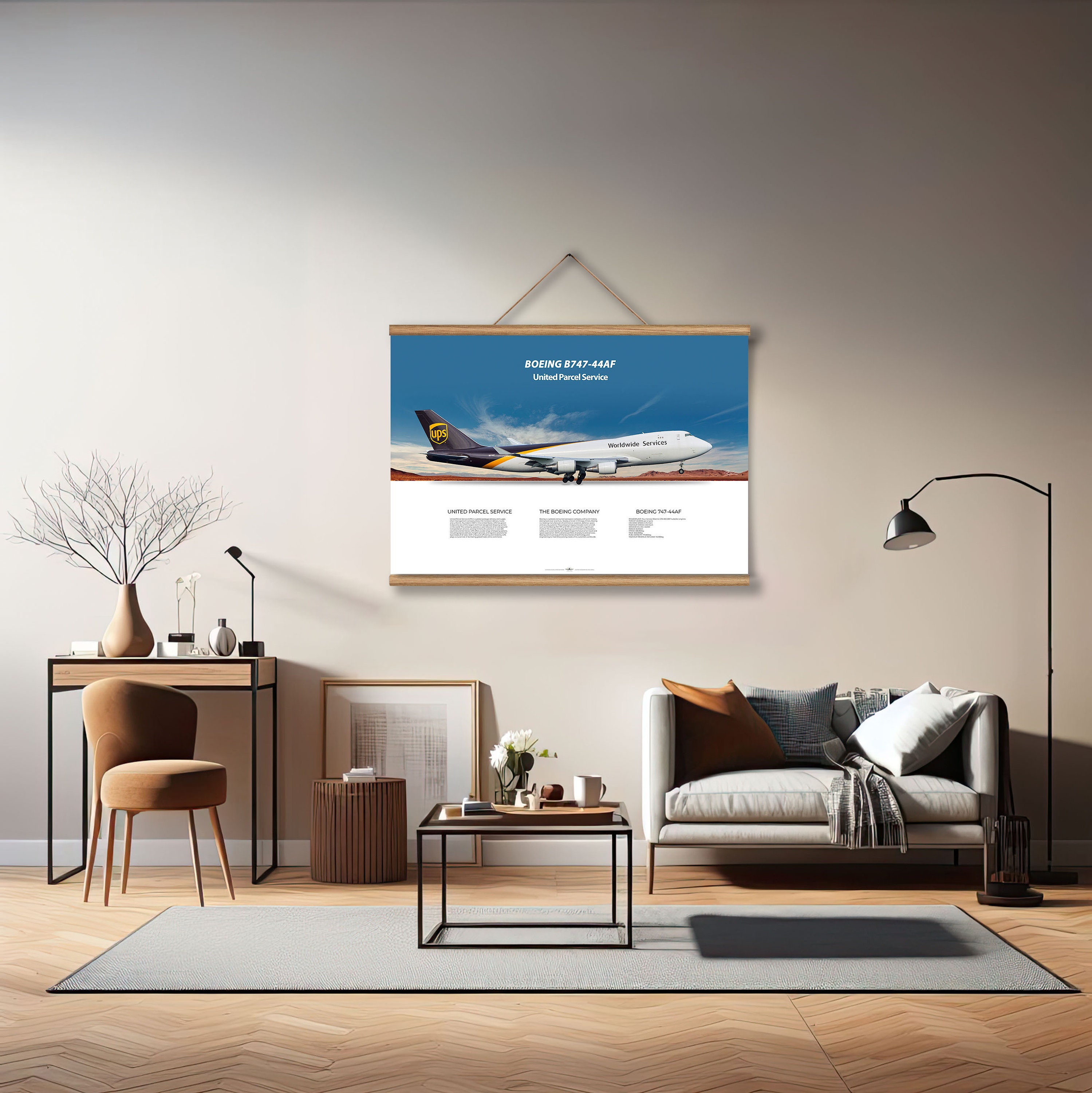 UPS Boeing 747 Unframed Poster Aviation Wall Decor Gift for Dad ...